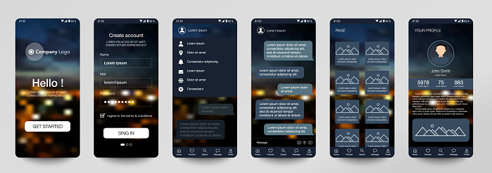 Desain Aplikasi Seluler Ui Ux Gui Set Layar Pendaftaran Pengguna Dengan