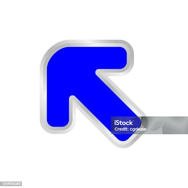 Panah Biru Menunjuk Ke Kiri Ke Atas Ikon Panah Biru Clip Art Menunjuk