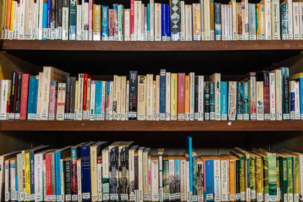 Free Stock Photo of Row of Books on Wooden Shelf in Library | Download ...