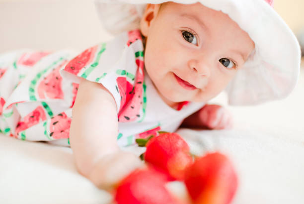 Free picture: Portrait of babies with fruit hats