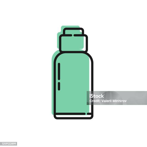 Ligne Noire Icône De Bouteille Deau De Cantine Isolée Sur Le Fond Blanc