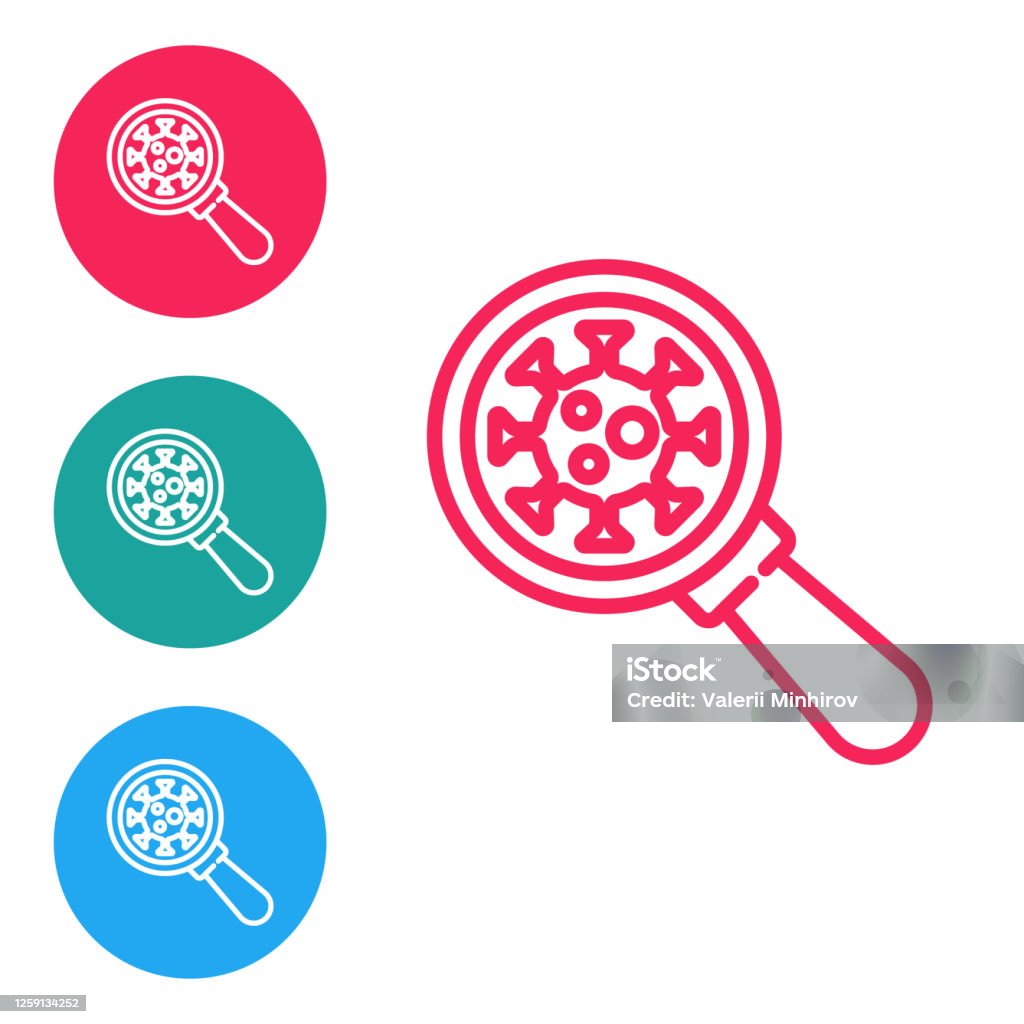 Rote Linie Virus Unter Lupe Symbol Isoliert Auf Weißem Hintergrund ... Rote Linie Virus Unter Lupe Symbol Isoliert Auf Weißem Hintergrund ...