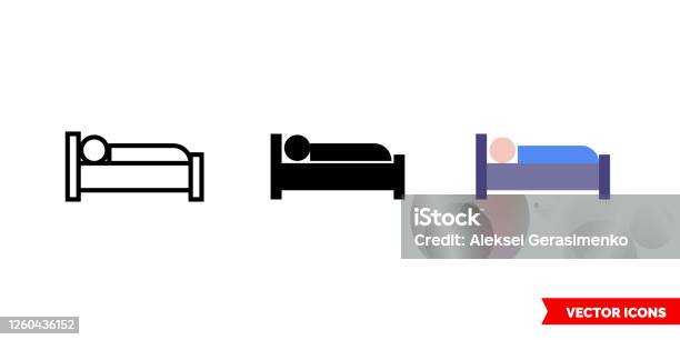 Ikon Tempat Tidur Yang Ditempati 3 Jenis Simbol Tanda Vektor Terisolasi