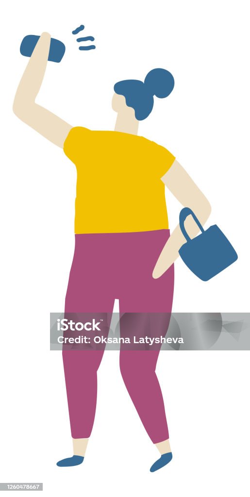 Woman Girl Making Selfie Flat Character Flat Vector Stock Illustration