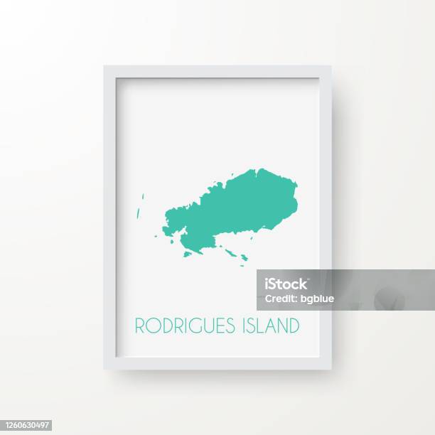 Carte De Lîle Rodrigues Dans Un Cadre Sur Le Fond Blanc Vecteurs Libres
