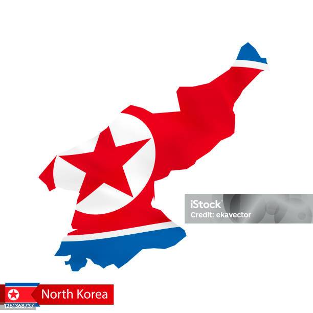 Nordkorea Karte Mit Wehender Flagge Des Landes Stock Vektor Art Und