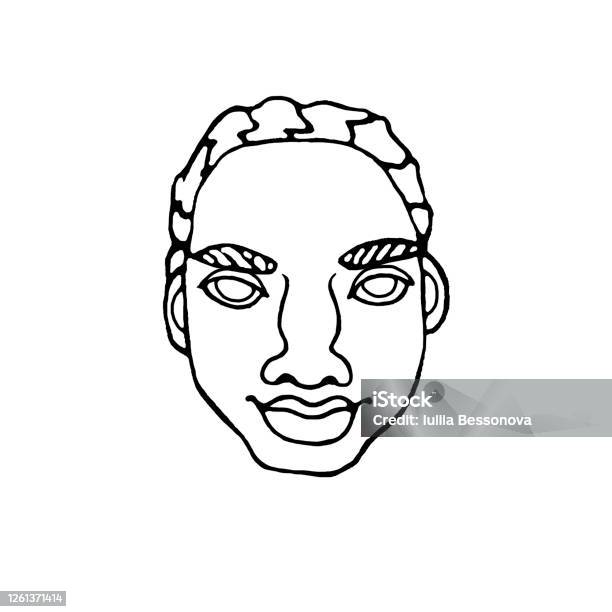 Décrivez Les Gens Visage Illustration Dart De Ligne Dessinée À La Main