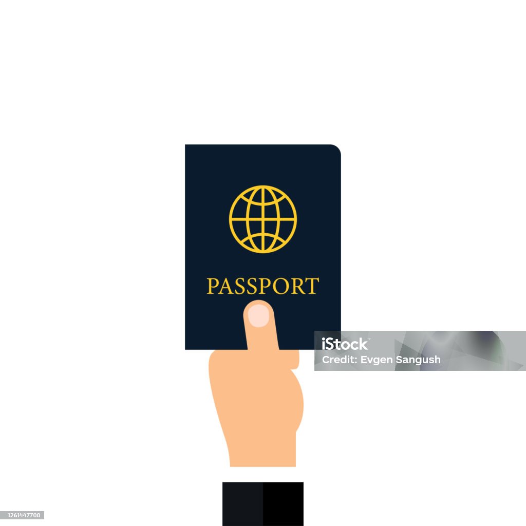 Hand Holding Passport Flat Illustration Of Travel Documents Isolated On