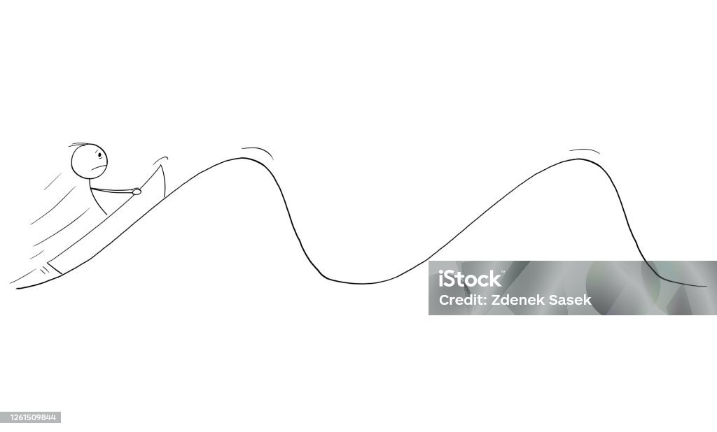 Vektorcartoonillustration Des Menschen Oder Geschäftsmann Segeln Oder ... Vektorcartoonillustration Des Menschen Oder Geschäftsmann Segeln Oder ...