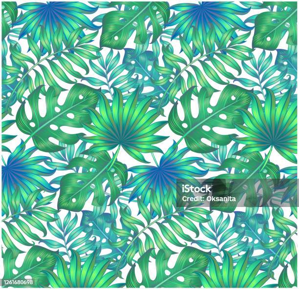 Latar Belakang Dengan Daun Tropis Wallpaper Tropis Dengan Pola Mulus