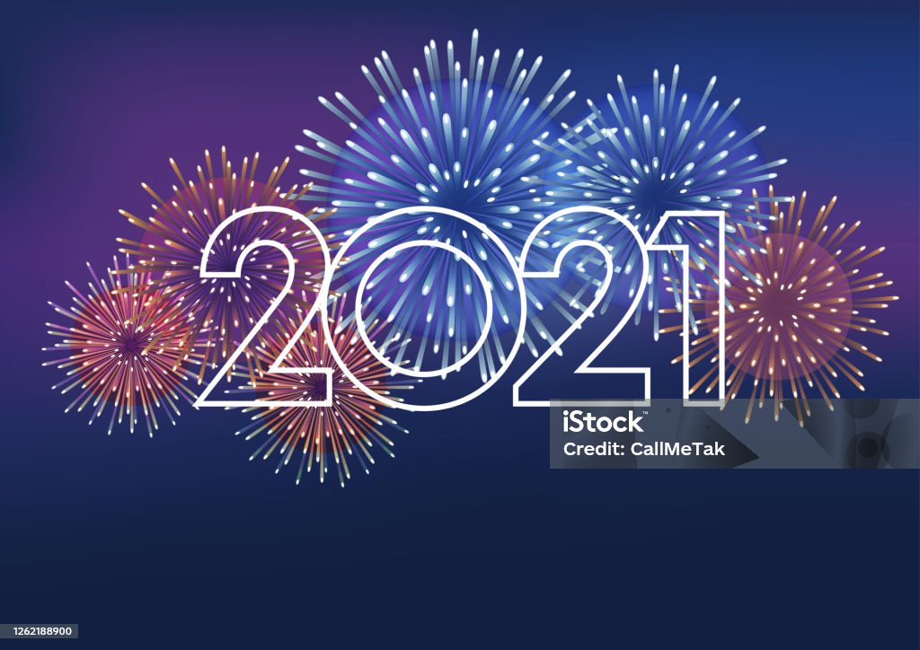 Le Logo Vectoriel De Lannée 2021 Et Des Feux Dartifice Avec Espace