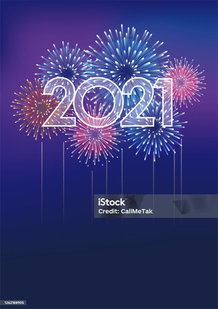 Le Logo Vectoriel De Lannée 2021 Et Des Feux Dartifice Avec Espace