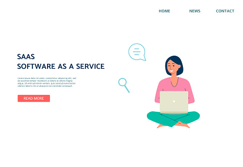 Saas Perangkat Lunak Layanan Cloud Situs Web Banner Template Ilustrasi