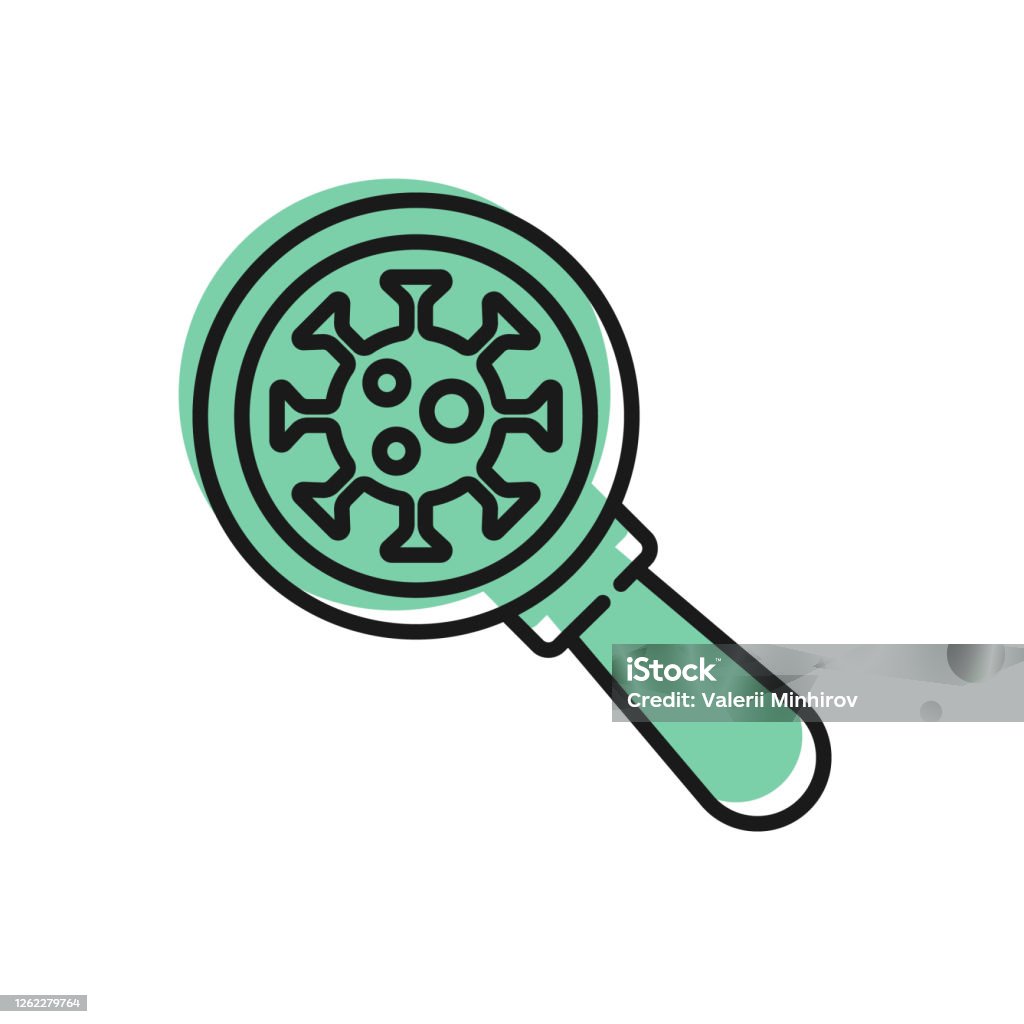 Schwarze Linie Virus Unter Lupe Symbol Isoliert Auf Weißem Hintergrund ... Schwarze Linie Virus Unter Lupe Symbol Isoliert Auf Weißem Hintergrund ...