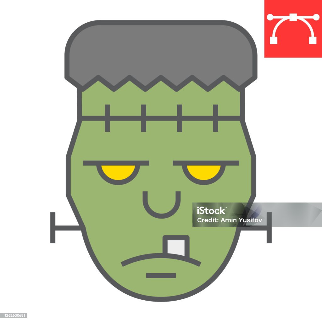 Vetores De Ícone Da Linha De Cores Frankenstein Halloween E Assustador