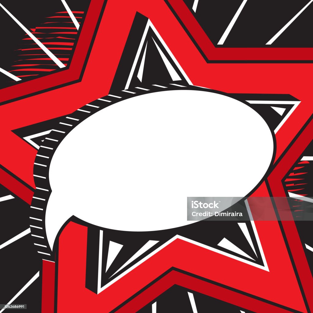 Retro Empty Comic Speech Bubble Against Background Of Big Red Star