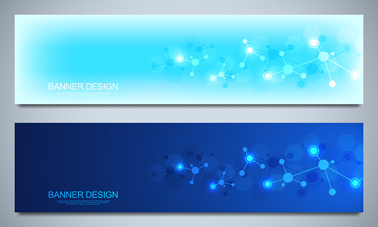 Spanduk Desain Template Dengan Struktur Molekul Dan Jaringan Saraf