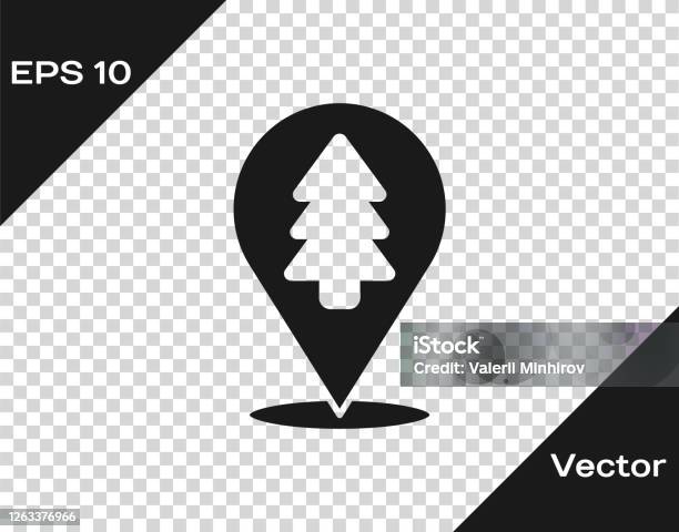 Vetores De Localização Negra Da Floresta Em Um Ícone De Mapa Isolado Em