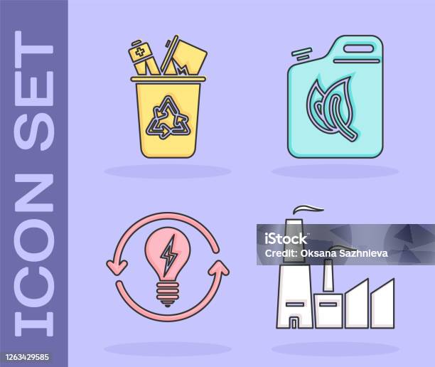 Set Factory Corbeille Avec Symbole De Recyclage Recycler Et Ampoule
