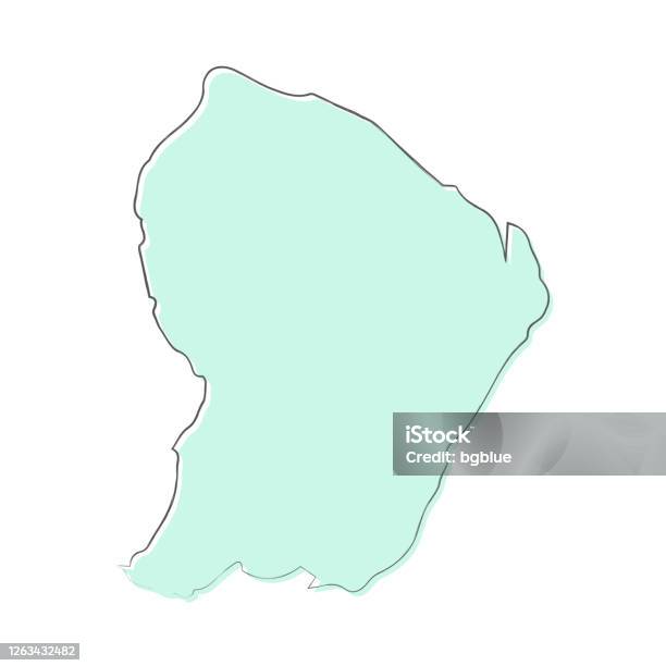 Français La Main De Carte De Guyane Dessinée Sur Fond Blanc Design
