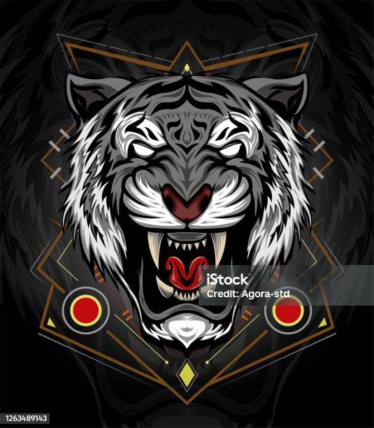 Ilustrasi Harimau Putih Vektor Kepala Harimau Ilustrasi Harimau Marah
