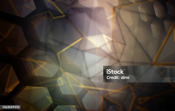 Render Latar Belakang Sains 3d Dengan Bentuk Geometri Segi Enam Dalam