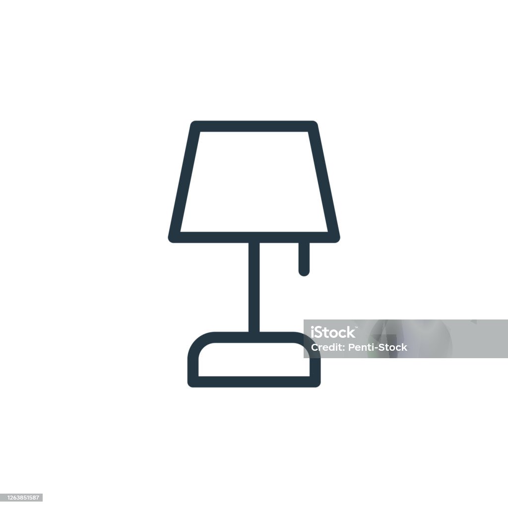 Icône Vectorielle De Lampe De Table Isolée Sur Fond Blanc Contour Icône