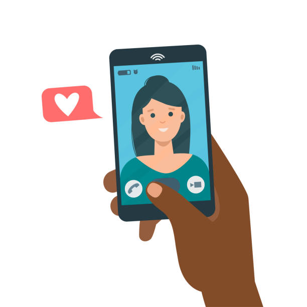 African Hand Holding Phone Illustrations Royalty Free Vector Graphics