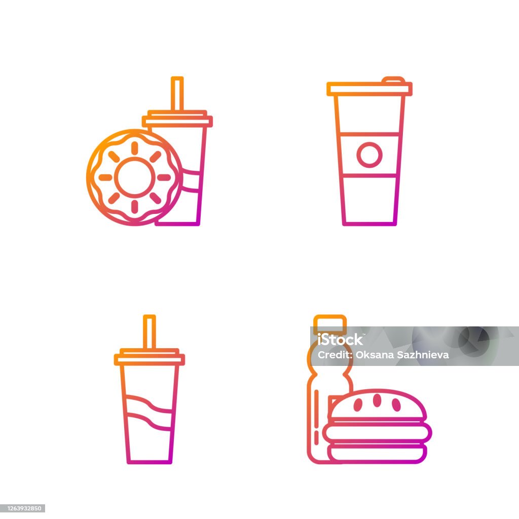 Atur Botol Air Dan Burger Gelas Kertas Dengan Sedotan Dan Air Minum ... Atur Botol Air Dan Burger Gelas Kertas Dengan Sedotan Dan Air Minum ...