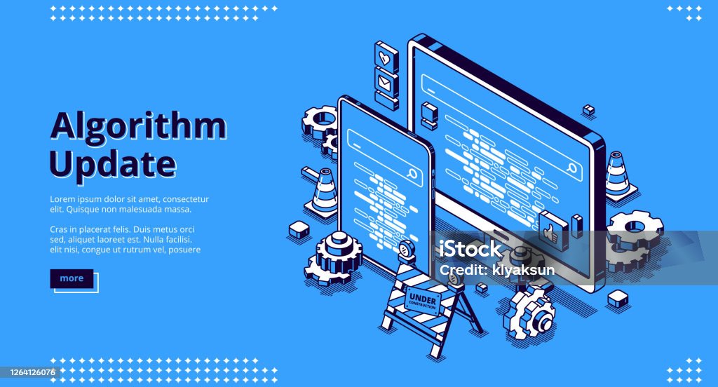 Algorithm Update Isometric Landing Programming Stock Illustration