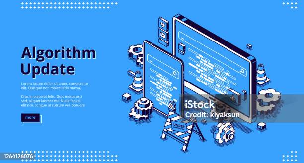 Algorithm Update Isometric Landing Programming Stock Illustration