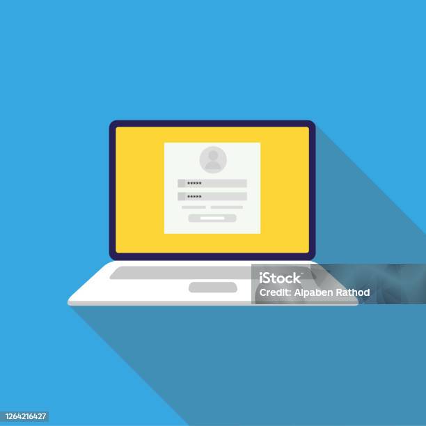 Halaman Login Di Layar Laptop Buku Catatan Dan Formulir Masuk Online