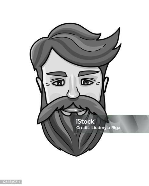 Manusia Avatar Ikon Ilustrasi Vektor Hitam Dan Putih Wajah Lakilaki