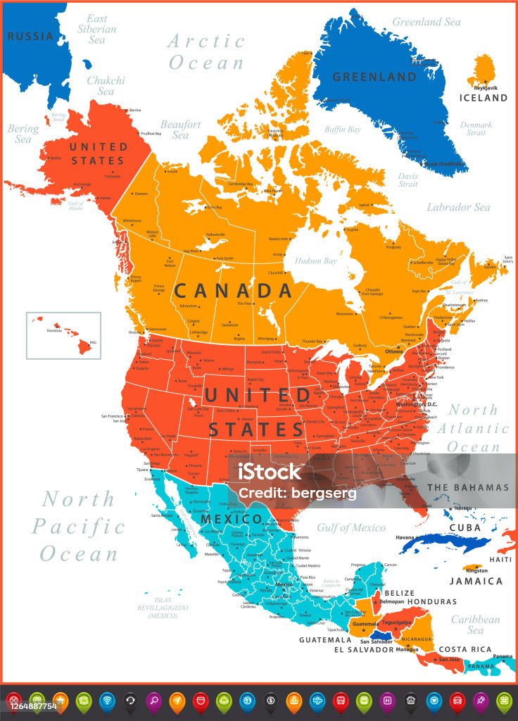 Ilustrații de stoc cu Harta Americii De Nord Cu Statele Unite Cuba ... Ilustrații de stoc cu Harta Americii De Nord Cu Statele Unite Cuba ...