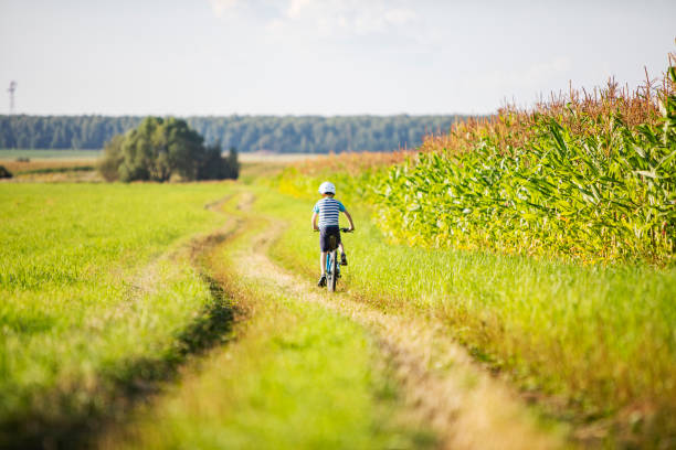 Free Stock Photo of Man and Boy Riding Bike in Field | Download Free ...