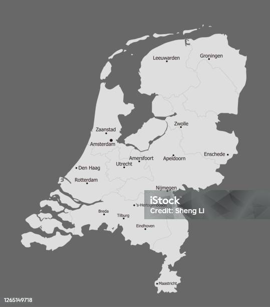Zeer Gedetailleerde Politieke Kaart Van Nederland Grote Steden