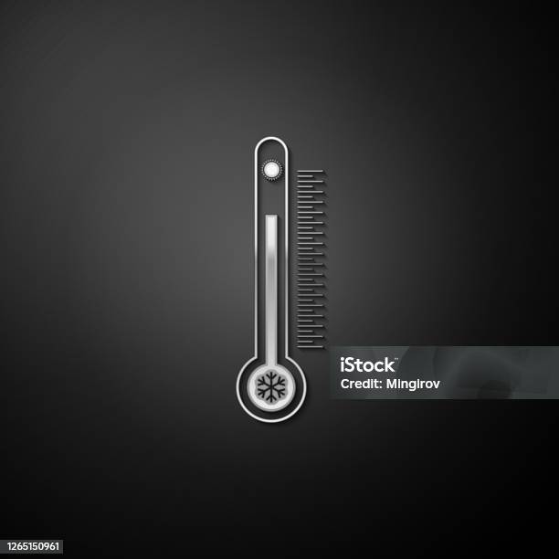 Termometer Perak Dengan Skala Mengukur Panas Dan Dingin Dengan Ikon