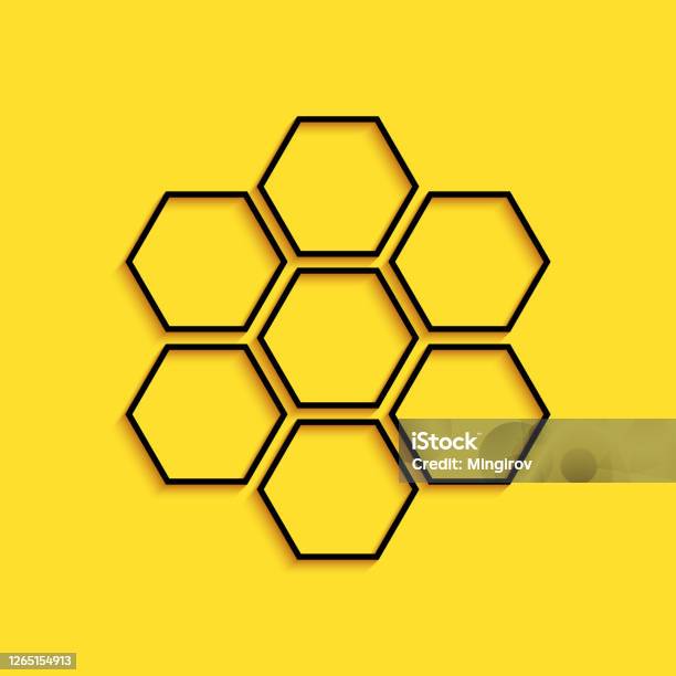Icône Noire De Signe De Nid Dabeille Isolée Sur Le Fond Jaune Symbole