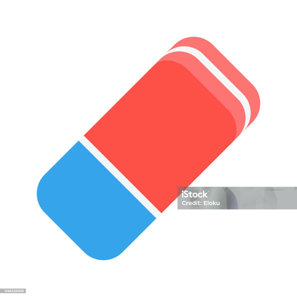 Icône De Gomme Bleue Et Rouge De Dessin Animé Illustration Vectorielle