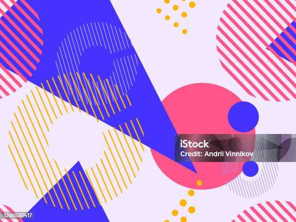 Geometris Pola Mulus Dalam Gaya 80an Bentuk Geometris Segitiga Kotak