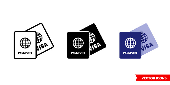 Visa Icon Of 3 Types Color Black And White Outline Isolated Vector Sign