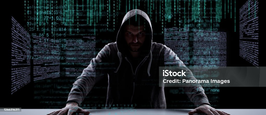 Anonymous Internet Hacker In Front Of Computer Web Crime Concept Stock
