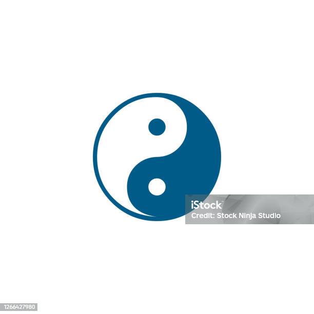 Icône Bleue Yin Et Yang Sur Fond Blanc Illustration Vectorielle De