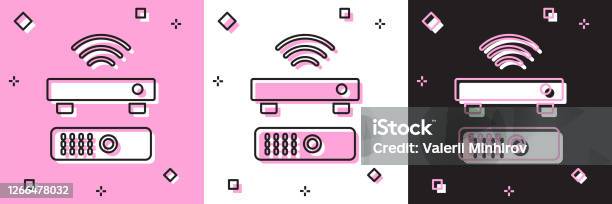 Ilustración de Establecer Multimedia Inalámbrica Y Tv Box Receptor Y ... Ilustración de Establecer Multimedia Inalámbrica Y Tv Box Receptor Y ...