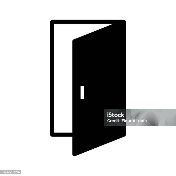 Icône De Porte Ouverte Dans Le Style De Ligne Signe De Sortie Vecteurs