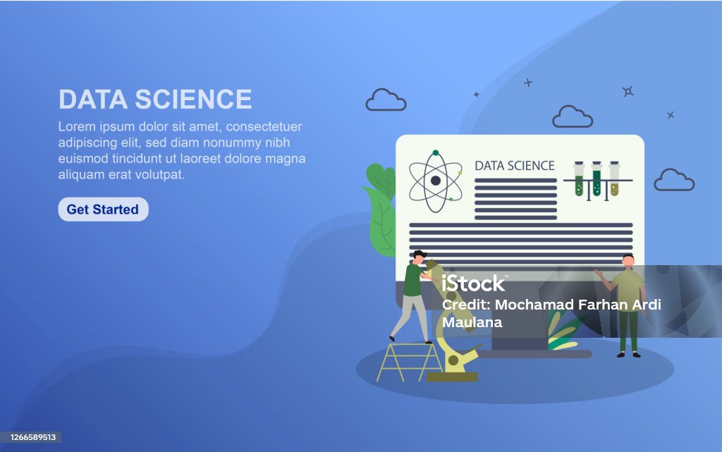 Data Science Landing Page Template Flat Design Concept Of Web Page ... Data Science Landing Page Template Flat Design Concept Of Web Page ...