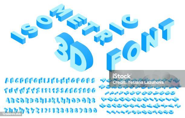 Font Isometrik 3d Perspektif Huruf Alfabet Angka Dan Tanda Baca Atau