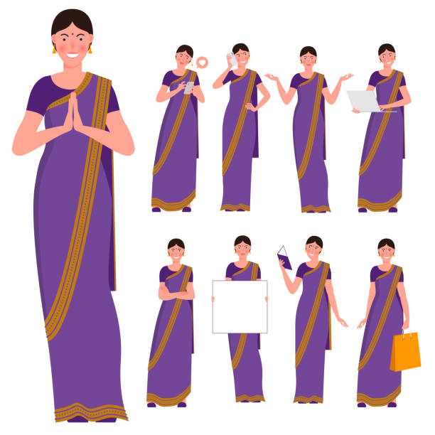 1 800 Welcome Indian Woman Stock Illustrations Royalty Free Vector