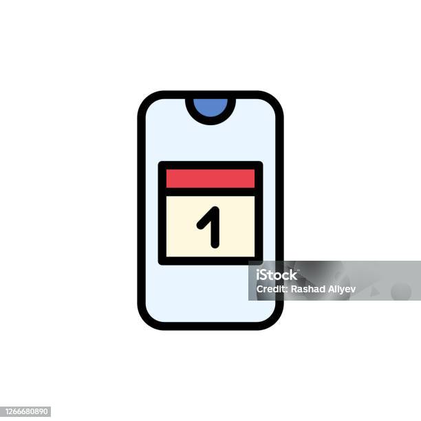 Ikon Smartphone Kalender Warna Sederhana Dengan Elemen Vektor Kerangka