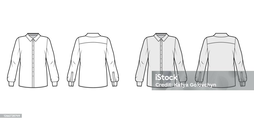 Ilustrasi Mode Teknis Kemeja Klasik Dengan Kerah Dasar Dengan Dudukan ... Ilustrasi Mode Teknis Kemeja Klasik Dengan Kerah Dasar Dengan Dudukan ...